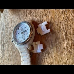 Michael Kors | Accessories | Mk White Crystal Ceramic Watch | Poshmark